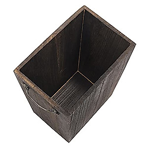 MOOACE Wood Trash Can Wastebasket, 2 Gallon Small Garbage Can Waste Basket Recycling Bin Container with Metal Handle for Bedroom, Living Room, Office, Kitchen, Bathroom