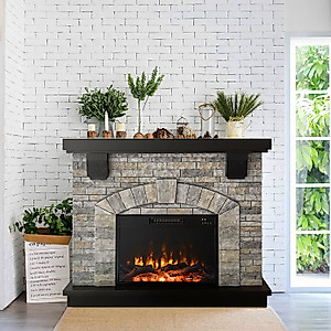 Cloud Mountain Electric Fireplace with Mantel, Tall Fire Place Heater Freestanding with Remote Control Timer LED Flame for Living Room Bedroom
