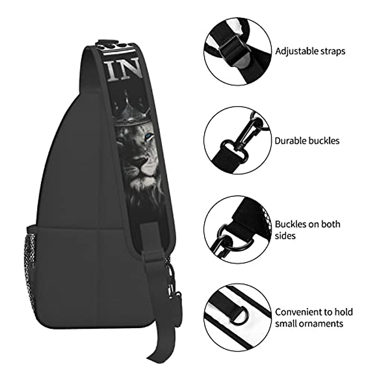 Gelxicu King Sling Bag Men Crossbody Bag Boys Shoulder Backpack Casual Chest Daypack Cool Bag
