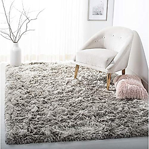 SAFAVIEH Ocean Shag Collection 9' x 12' Light Grey OCG101F Handmade Solid 2.4-inch Extra Thick Area Rug