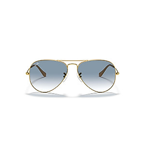 Ray-Ban RB3025 Classic Aviator Sunglasses, Gold/Clear Gradient Blue, 55 mm