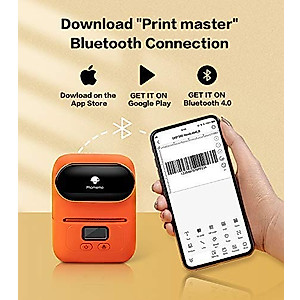 Phomemo M110 Mini Label Maker with 3 Rolls 1.57''x3.15'' (40x80mm)-Thermal Label Printer Maker for Barcode, Clothing, Jewelry, Retail, Mailing, Business, Compatible with Android & iOS, Orange