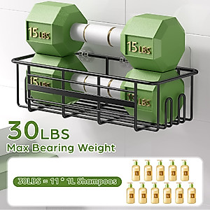 TOPCHASE Shower Caddy Shower Organizer, 4 Pack Shower Shelves for Inside Shower, Rustproof Adhesive Black Shower Storage Rack With Built-in Soap Dish