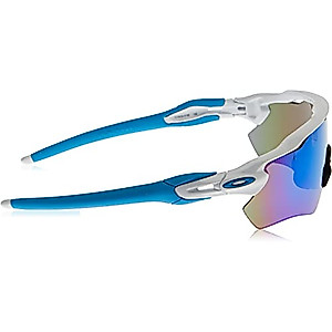 Oakley Men's OO9208 Radar EV Path Rectangular Sunglasses, Polished White Blue/Prizm Sapphire, 38 mm
