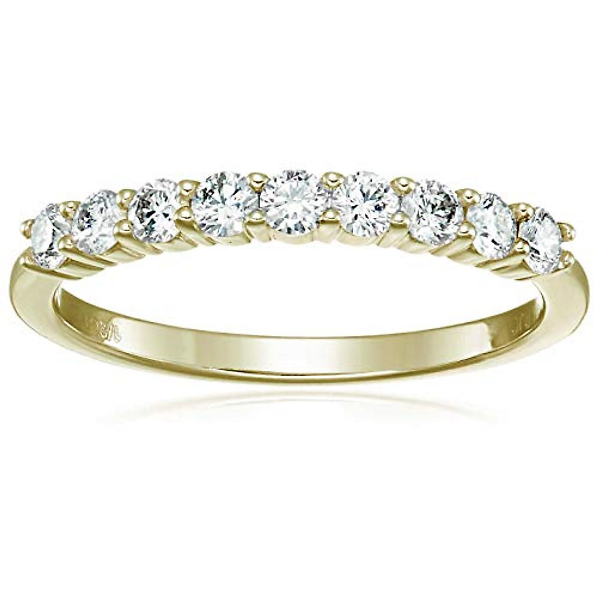 VIR JEWELS 1/2 carat (ctw) Diamond Wedding Anniversary Band for Women, Round Diamond Engagement Ring 14K Yellow Gold 9 Stones Prong Set 0.50 cttw, Size 4.5