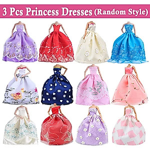 YAMASO 30 Pcs Doll Clothes and Accessories 4 Casual Clothes Fashion Wear 3 Wedding Gown Dresses 3 Swimsuits Bikini, 10 Hangers and 10 Shoes for 11.5 inch Doll(Random Style)