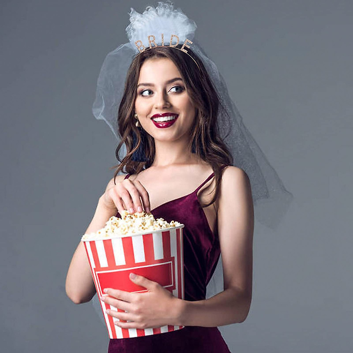 KICOSY Bride Tiara Birde Headband Bachelorette Party Favors Rhinestone Wedding Bridal Headbands Bridal Shower Decorations Bridal Shower Gifts Rose Gold