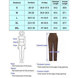 GRACE KARIN Women Casual Work Pants with Pockets Elastic Waist Pants Blue Grey M