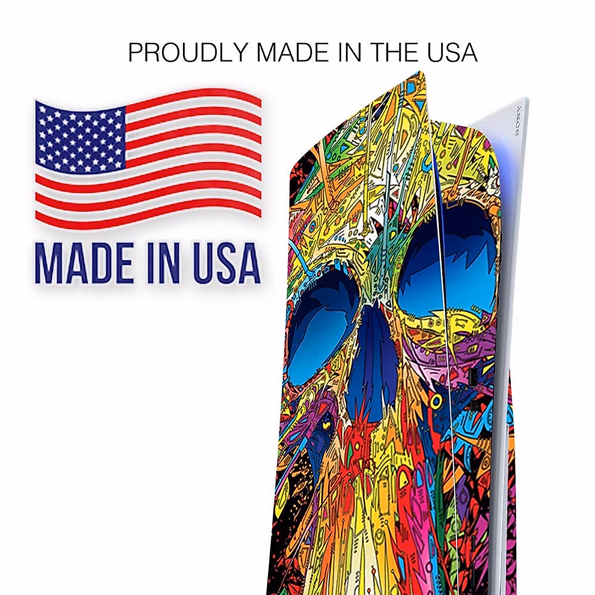 ITS A Skin Skins Compatible with Sony Playstation 5 Console Disc Edition - Protective Decal Overlay Stickers wrap Cover - Colorful Skull 1