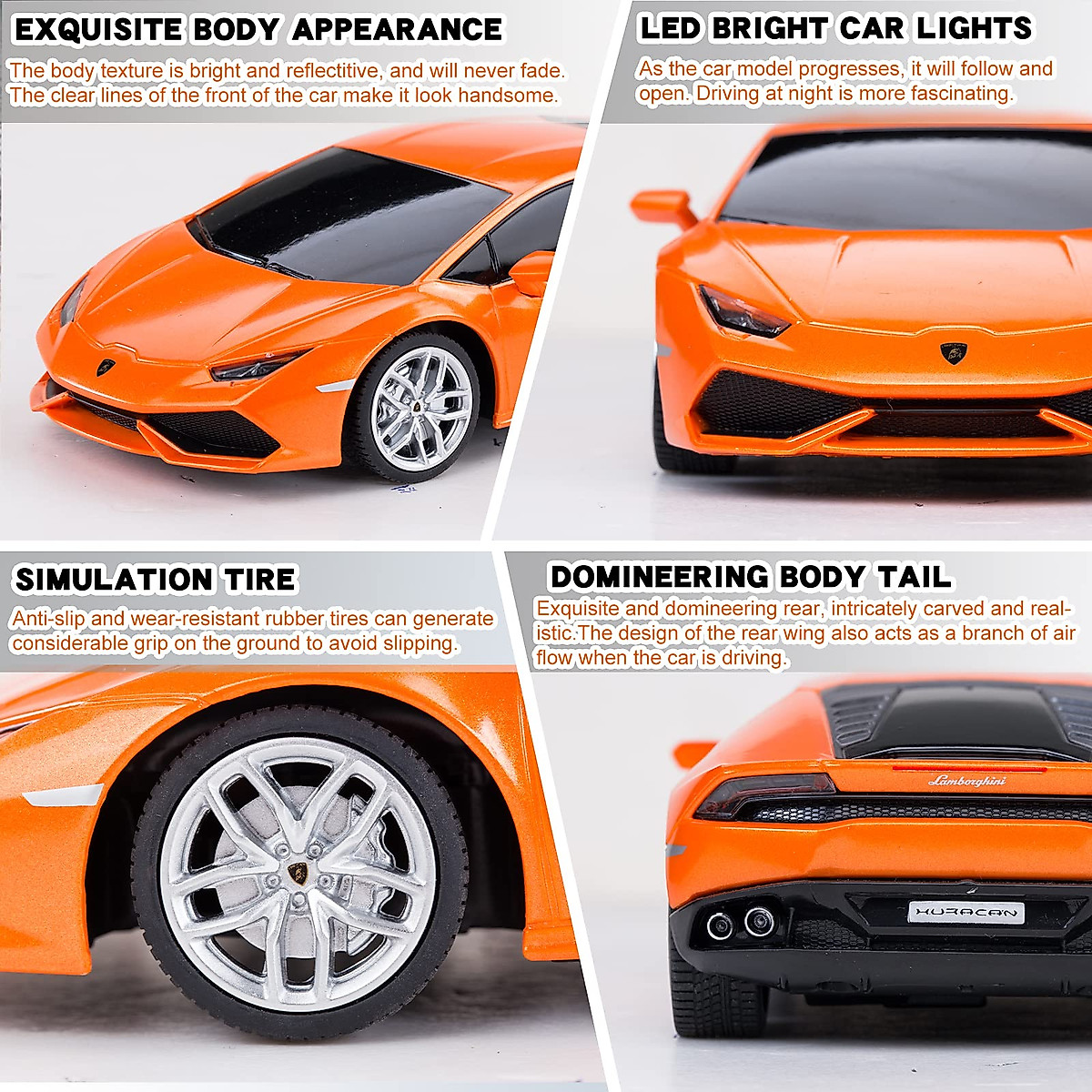 RÄDER Licensed RC Series,R/C 1:24 Lambo HURAC LP610-4 Remote Control Car, Electric Sport Racing Hobby Toy Car, Model Vehicle for Boys and Girls Teens and Adults Gift White