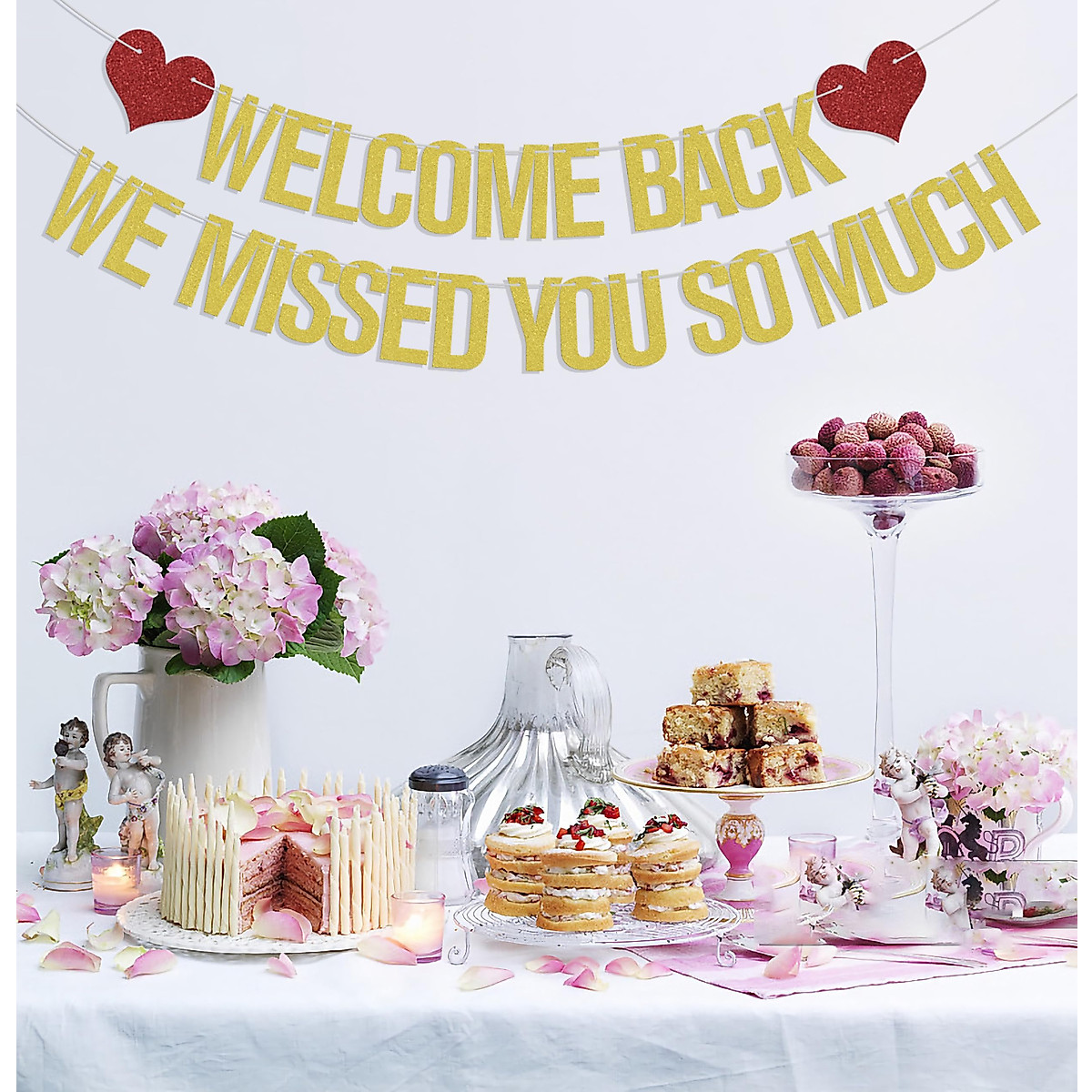 Welcome Back We Missed You So Much Banner, Welcome Back Family Party Decor, Welcome Home We Will Miss You Banner Decorations, Missed You So Much Banner Party Supplies Gold Red
