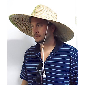 Wide Brim Shade Hat Universal Fit Beach Straw Hat Lifeguard Hat Tan