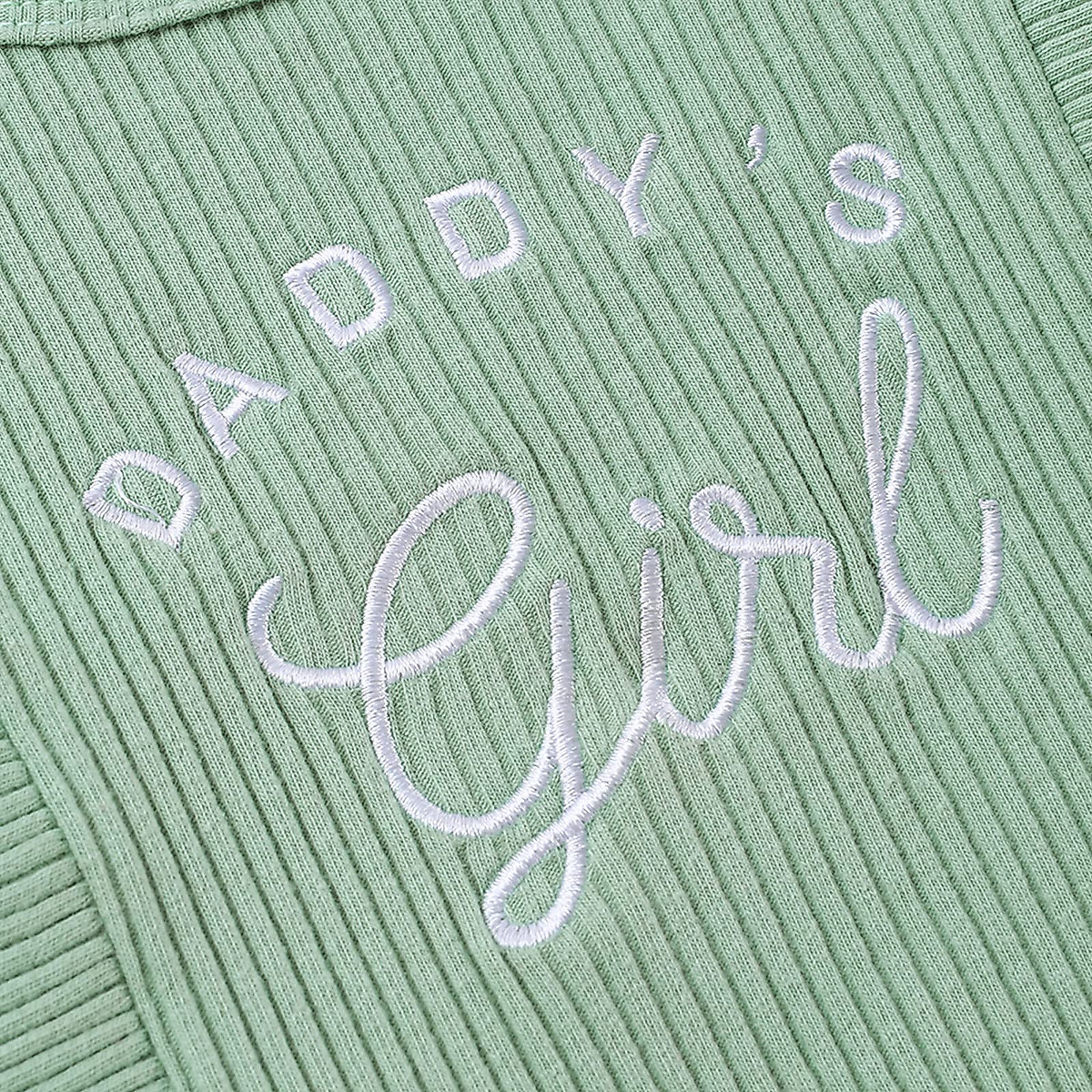 bilison Girl's Funny Letter Top Floral Pants With Headband Newborn Summer 3Pcs Sets Romper Outfit, Green-daddy's Girl, 0-3M