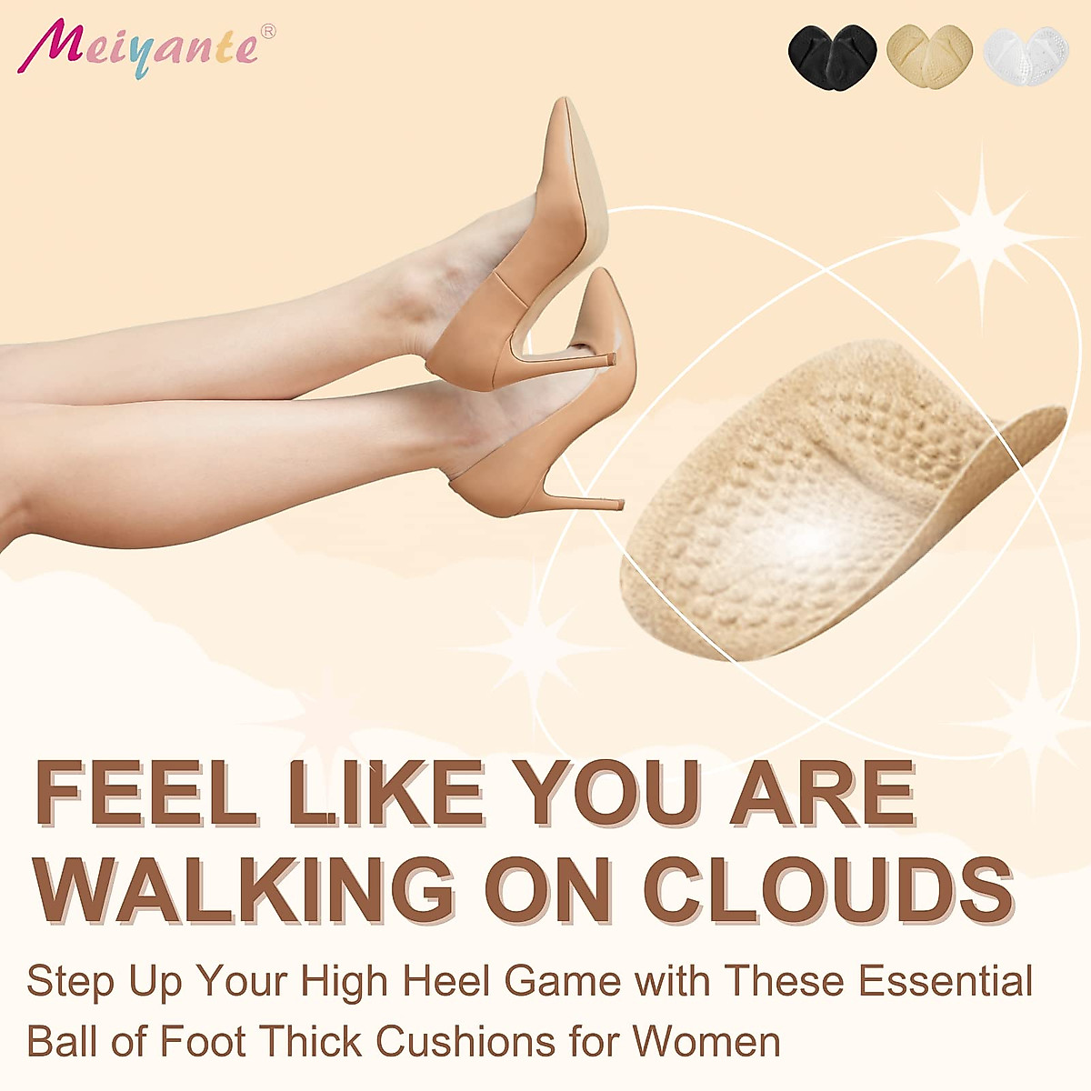 Metatarsal Pads Women | Heel Inserts for Women | Ball of Foot Cushions (2 Pairs Foot Pads) All Day Pain Relief and Comfort One Size Fits Shoe Inserts for Women Foot Pads Metatarsal Pads Women (Clear)