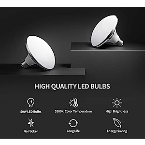 RALENO® Softbox Lighting Kit, 2 x 16'' x 16'' Photography Studio Equipments with 50W / 5500K / 90 CRI LED Bulbs, Continuous Lighting System for Video Recording and Photography Shooting