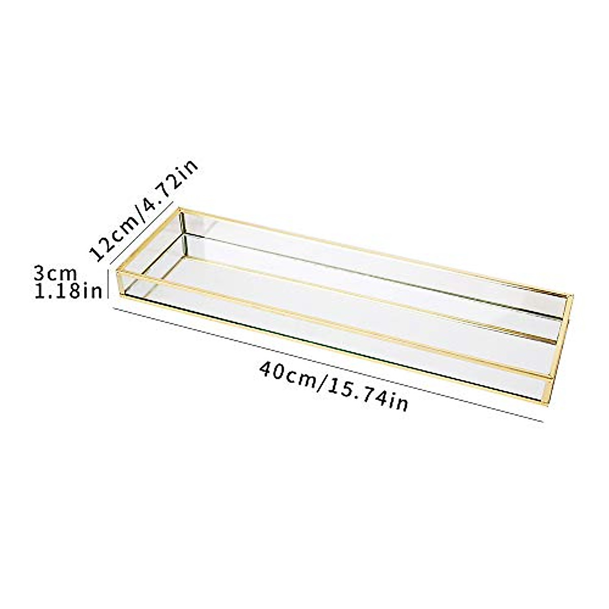 Affogato Sink Vanity Tray Mirror Bathroom Storage Tray, Toilet Tank Organizer, Bathtub Tray, Toothbrush Makeup Cosmetic Holder for Bathroom Vanity Countertops, Closets, Dressers (1Pc, Gold)