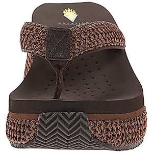 Volatile Womens Flip Flop Wedge Sandal, Brown, 9 B US