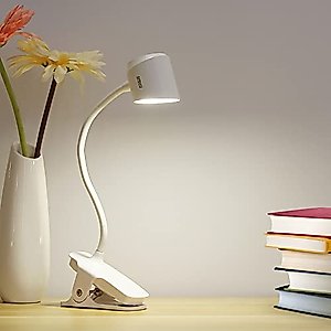 SANSI Clip on Reading Lights, LED Desk Lamp with Flexible Gooseneck, 3 Brightness Level, Clamp Light with Touch Control for Dorm Study Office Bedroom, USB Rechargeable, Eye-Caring, and Energy Saving