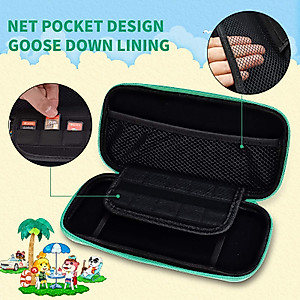 DLseego Carrying Case for Switch lite,New Leaf Crossing Design Portable Travel Carrying Case 3 in 1 Accessories Kit with 2 Pcs Screen Protectors and 2 PcsThumb Grips Caps
