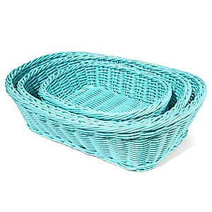 Colorbasket 545183 Hand Woven Waterproof Rectangular, Blue, 3pc Set (51401-204)