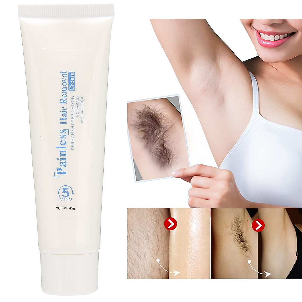 Hair Removal Cream, Painless Non-Irritating Hair Removal Cream For Sensitive Skin Body Hair Removal Cream For Women Men Armpit Leg Depilatory