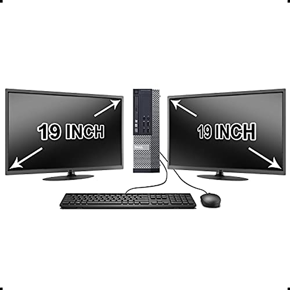 Dell Optiplex 9020 SFF Computer Desktop PC, Intel Core i5 Processor, 16 GB Ram, 2 TB Hard Drive, WiFi, Bluetooth 4.0, DVD-RW, Dual 19 inch LCD Monitors Windows 10 Pro (Renewed)