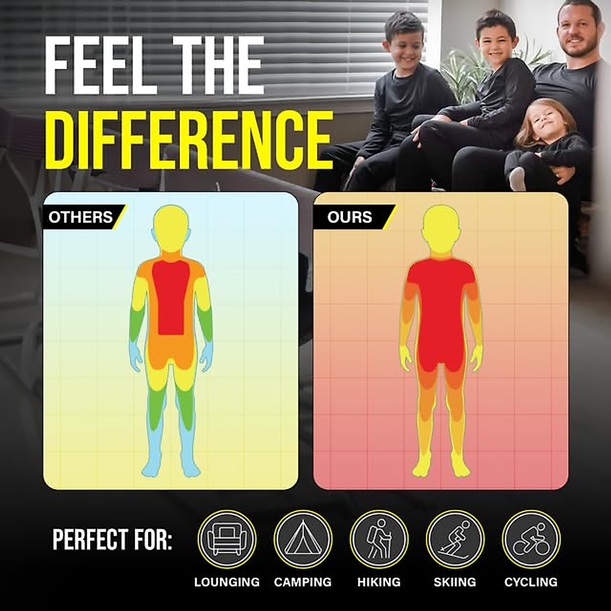 Thermajohn Thermal Underwear for Kids, Boys Thermal Underwear Set | Kids Base Layers for Skiing | Long Johns for Boys Kids, Black, (XS)