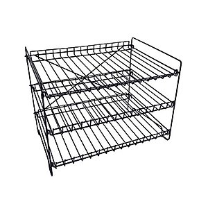 FixtureDisplays® 16" x 12.5" x 10" Wire Rack for Countertop Use with 3 Open Shelves, Black 10085-NPF