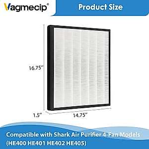 3 In 1 True HEPA Filter for Shark Air Purifier 4, Compatible with Shark HE400 HE401 HE402 HE405 Filter Replacement, HE4FKPET, 1Pack