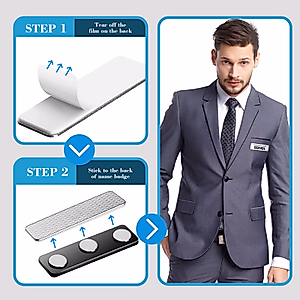 Macarrie 150 Packs Magnetic Name Tags Reusable Magnetic Name Badge Holder Metal ID Tag Magnet Backing with 3 Magnet Pins for Work and More