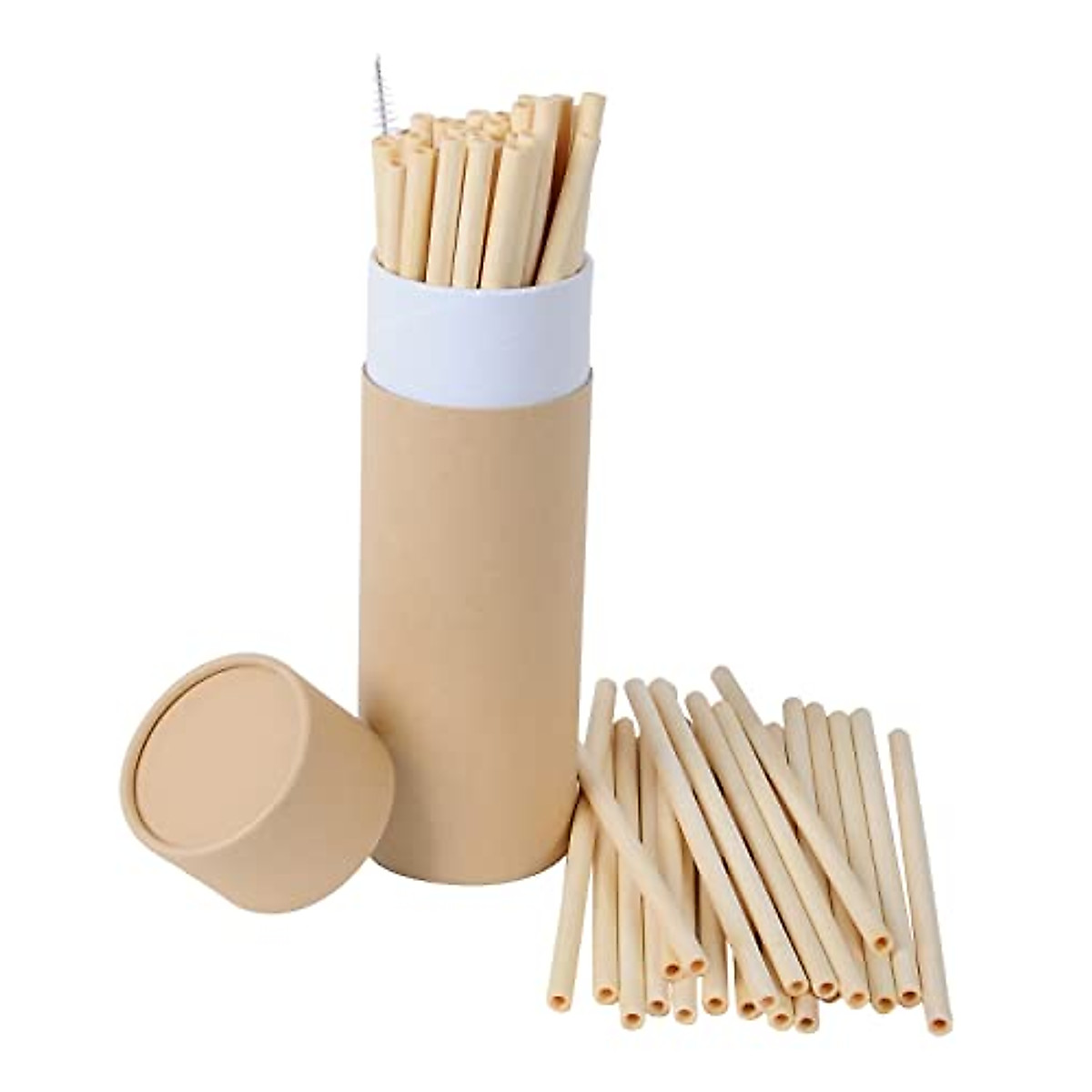 50pcs-100% Natural Bamboo straw Reusable Bamboo Drinking Straws Eco-friendly Biodegradable straws|1pcs Storage Box |1pcs Cleaning Brushes