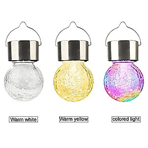 lynn White Solar LED Hanging Light,Glass Ball Lighting for Garden Home Wall Decor