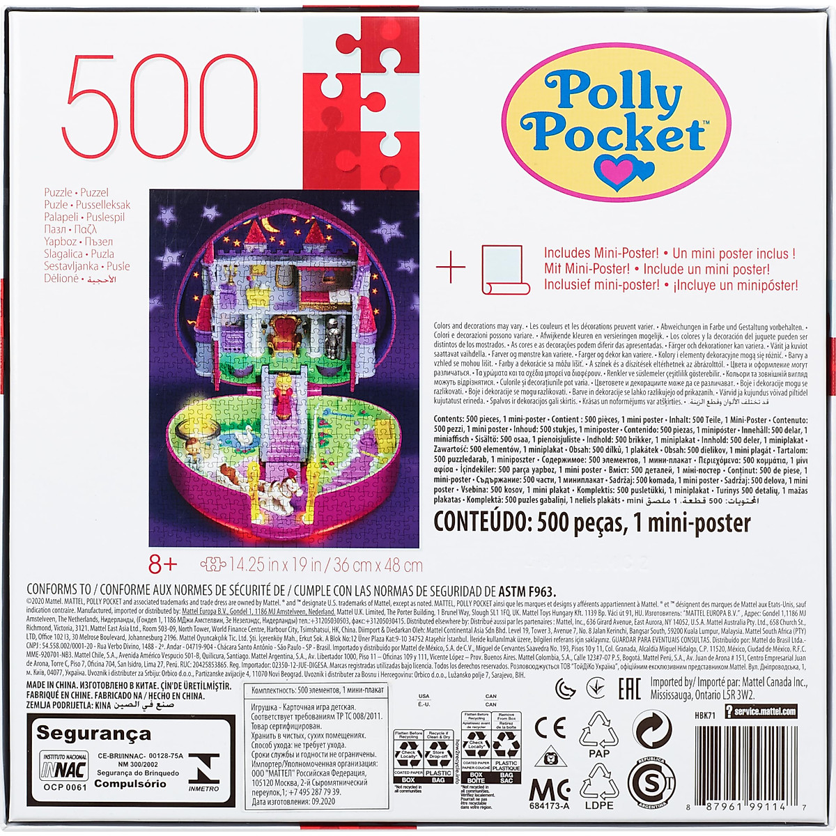 Mattel Games Polly Pocket Mattel Jigsaw Puzzle with 500 Interlocking Pieces & Mini-Poster, Image of Micro Doll Playset, For Collectors & Kids Ages 8 Years Old & Up