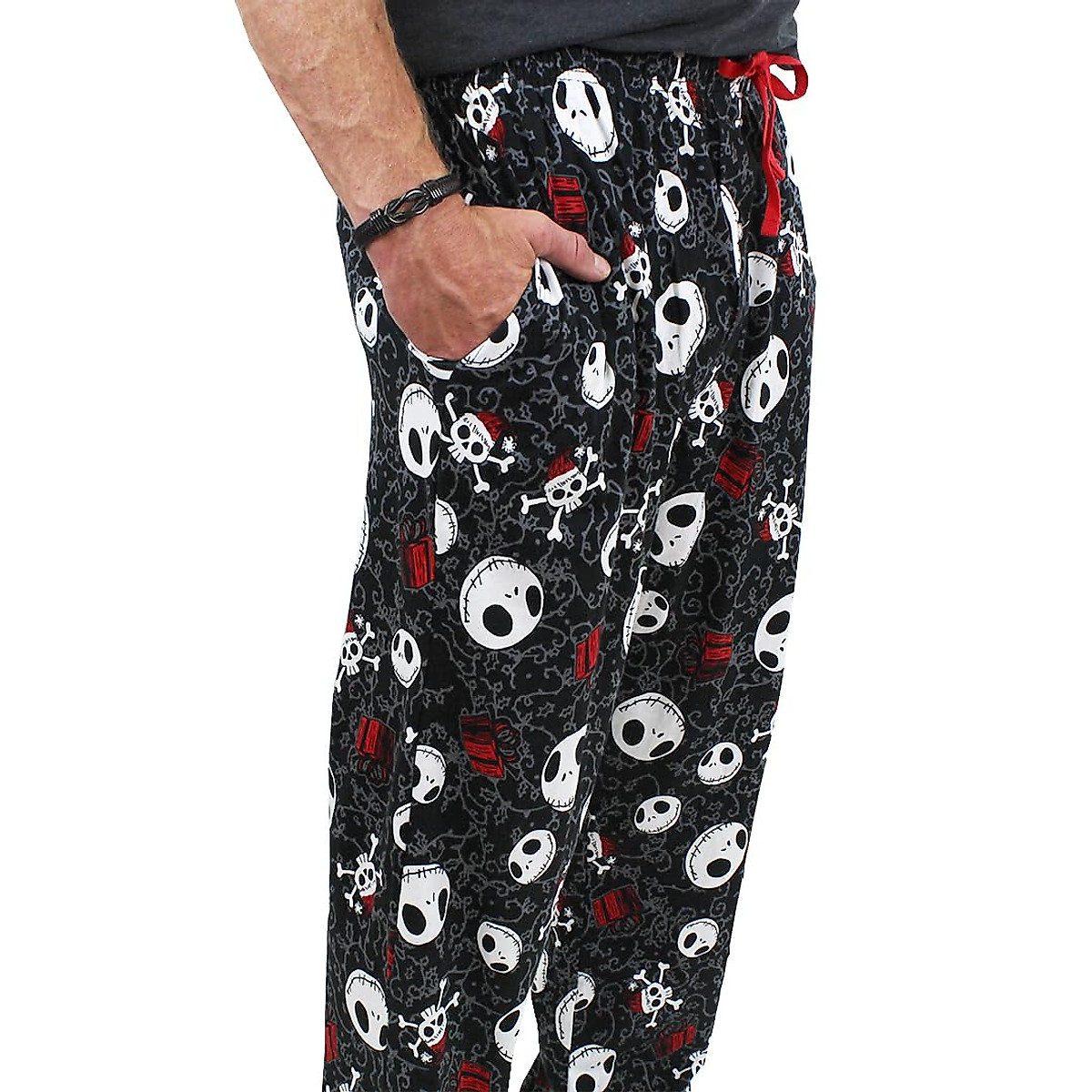Disney Nightmare Before Christmas Jack Skellington Mens Holiday Lounge Pajama Pant (Large, Black)