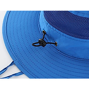 Home Prefer Men's Sun Hat UPF 50+ Wide Brim Bucket Hat Windproof Fishing Hats (Bright Blue)