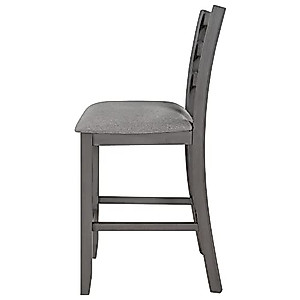 FANYE 5-Piece Counter Height Kitchen & Dining Room Dinette Furniture Sets Include Wooden Square Table with Bottom Storage Shelves and 4 Upholstered Back Chairs for 4 Persons Family Meal,Gray, Grey