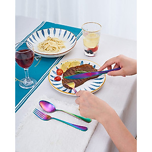 Joincook Matte Silverware Set with Steak Knives,Stainless Steel Flatware Set,24 Pieces Set Cutlery Utensils Set Service for 4,Spoons and Forks Set, Dishwasher Safe