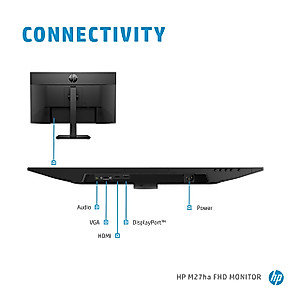 HP M27ha Full HD Monitor (1920 x 1080p) IPS Panel Built-in Audio VESA Compatible 27-inch Monitor Designed for Comfortable Viewing with Height and Pivot Adjustment - (22H94AA#ABA) (Renewed)