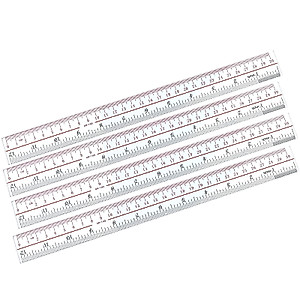4 PCS Ruler 12 Inch, Ultra Clear Plastic Rulers, Transparent Acrylic Ruler with Inches and Centimeters, Professional 12 Inch Ruler for School, Sewing, Office, Rulers for Kids