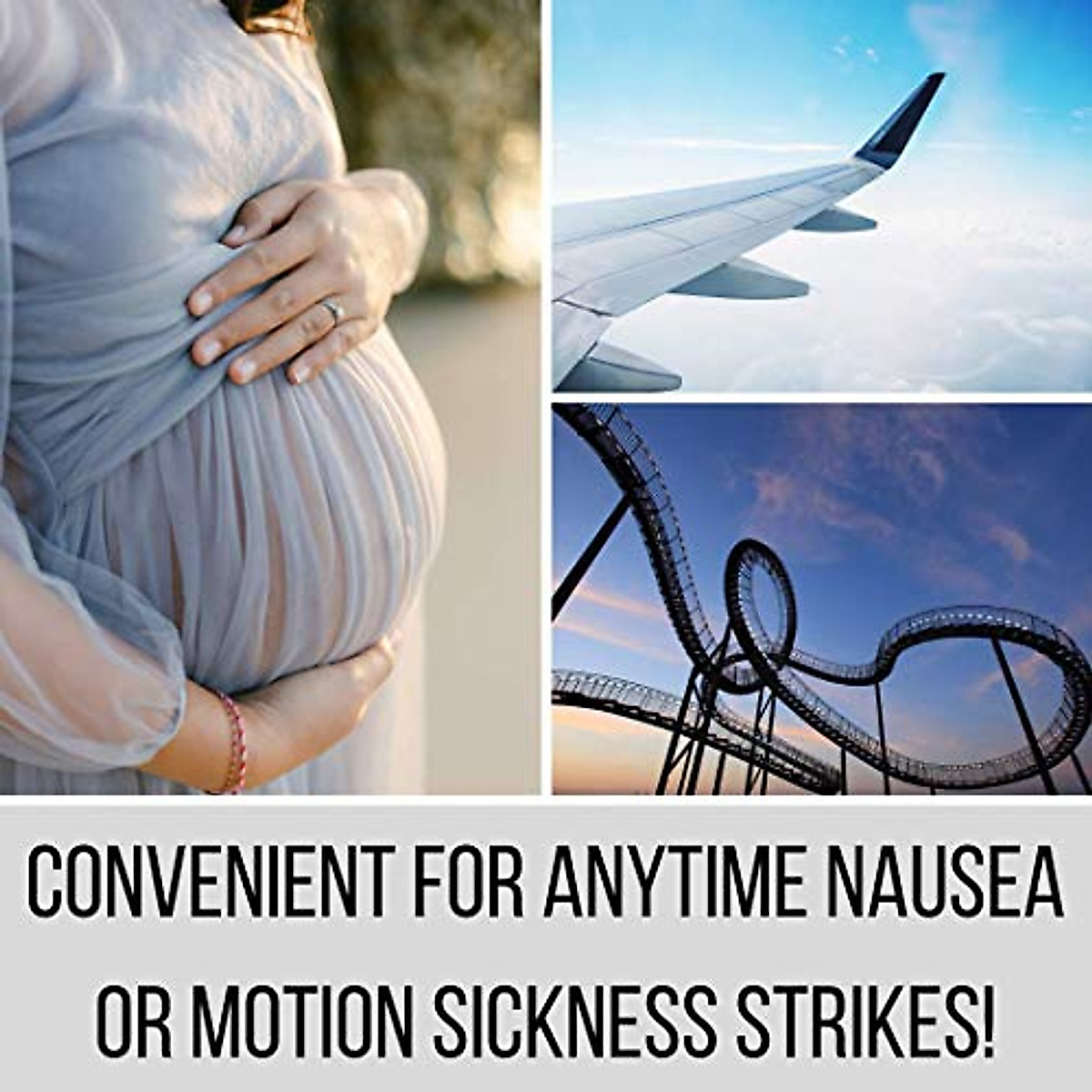 Cease Sickness Anti Nausea Wristband, Relief for Motion Sickness and Morning Sickness, Acupressure Wristband, Push Bead Into Wrist, Seasickness, Helps Vertigo, Relieves Dizziness