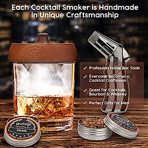 Cocktail Smoker Kit with Torch, Old Fashioned Chimney Drink Smoker, with 6 Flavors of Wood Smoker Chips, for Cocktails, Whiskey & Bourbon, Ideal Gifts for Men, Boyfriend, Husband, and Dad (BLUE)