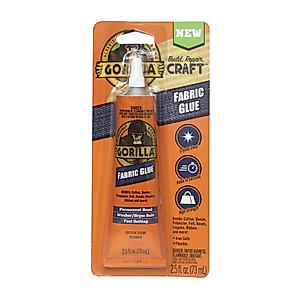 Gorilla Waterproof Fabric Glue 2.5 Ounce Tube, Clear, (Pack of 1)