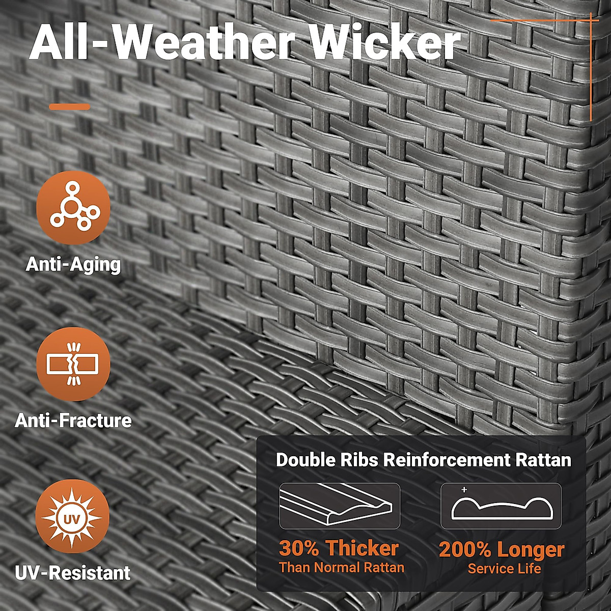 ovios Outdoor 11 Piece Patio Furniture Set with Fire Pit Table,Conversation Sectional Wicker Couch with Swivel Chairs,Modern Outside Sofa for Balcony Backyard (Grey)