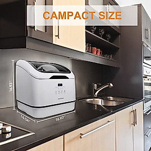 Portable Dishwasher Countertop, Compact Dishwasher with 6.5L Water Consumption, 7 Washing Programs, 360° Dual Spray, Anti-Leakage & Air-Dry Function, Mini Dishwasher for Apartments