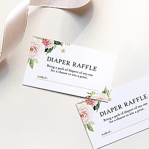 Bliss Collections Diaper Raffle Tickets for Baby Shower, Boho Floral, Invitation Card Inserts for Fun Baby Shower Game with a Chance to Win, 2"x3.5" Cards (50 Cards)