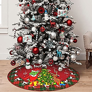 Christmas Tree Skirt 36 Inches Xmas Red Green Plaid Tree Skirt Christmas Tree Decoration New Year Holiday Party Decor