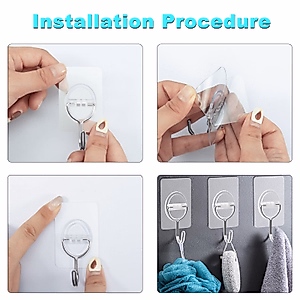 CGBE Adhesive Hooks Heavy Duty Sticky Hooks for Hanging 11 lbs (Max) Seamless Transparent Adhesive Hooks Wall Hangers without Nails for Hanging Keys Coats Hats Bags Ceiling (Clear-16PACK)