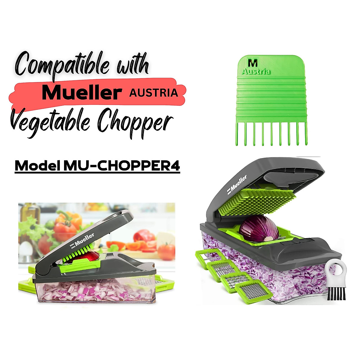 Vegetable Chopper Cleaning Tool 2 PACK - 3D Printed Cleaner Tool Rake for Mueller Vegetable Chopper