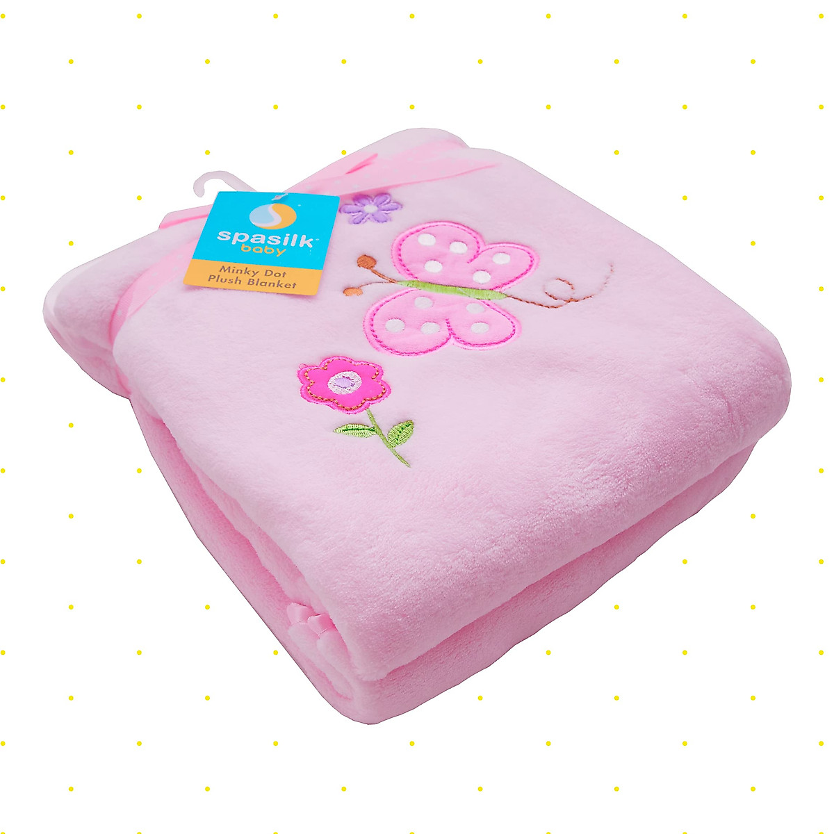 Spasilk Plush Blanket, Thick 2 Ply Blanket With Satin Trim, Baby Blanket, Pink Butterfly