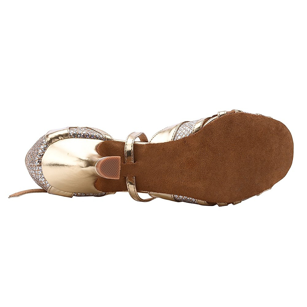 Akanu Women's Latin Dance Shoes Female's Ballroom Salsa Dance Shoes with 2.3" Hell(D-Style Size 9) Gold